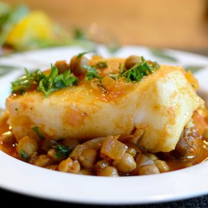 Spanish Sea Bass with Chickpeas - Feed Your Soul Too